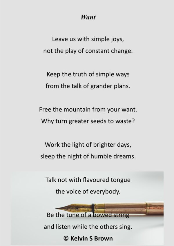 Poem: Want – Kelvin Brown